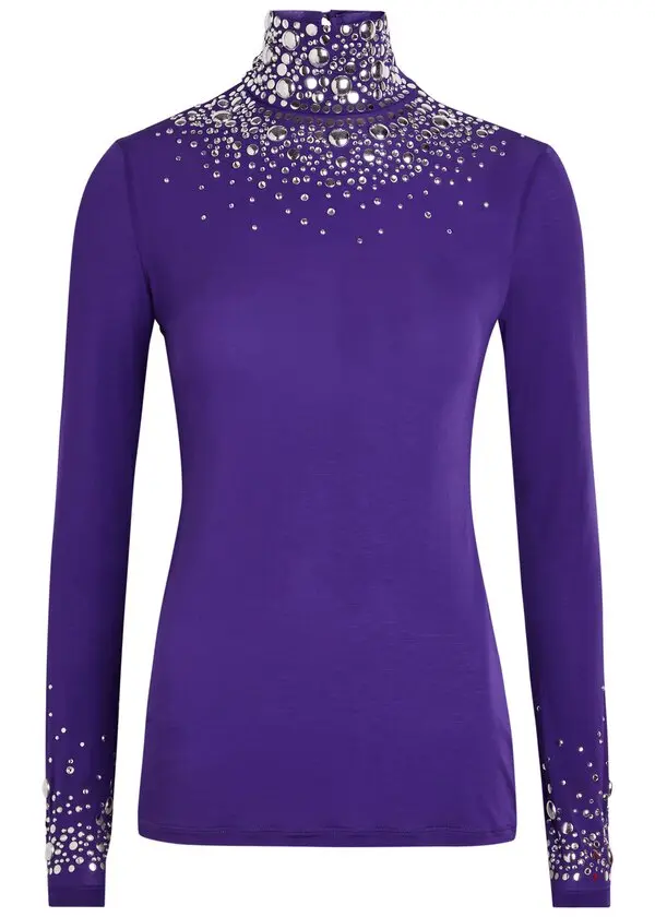 Rabanne Stud-embellished Stretch-jersey Top