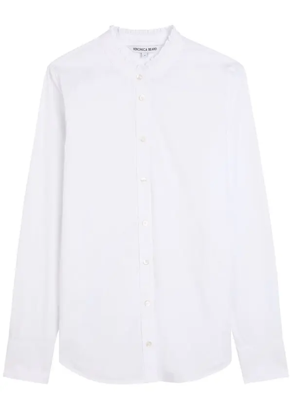 Veronica Beard Bays Frill Cotton-blend Poplin Shirt