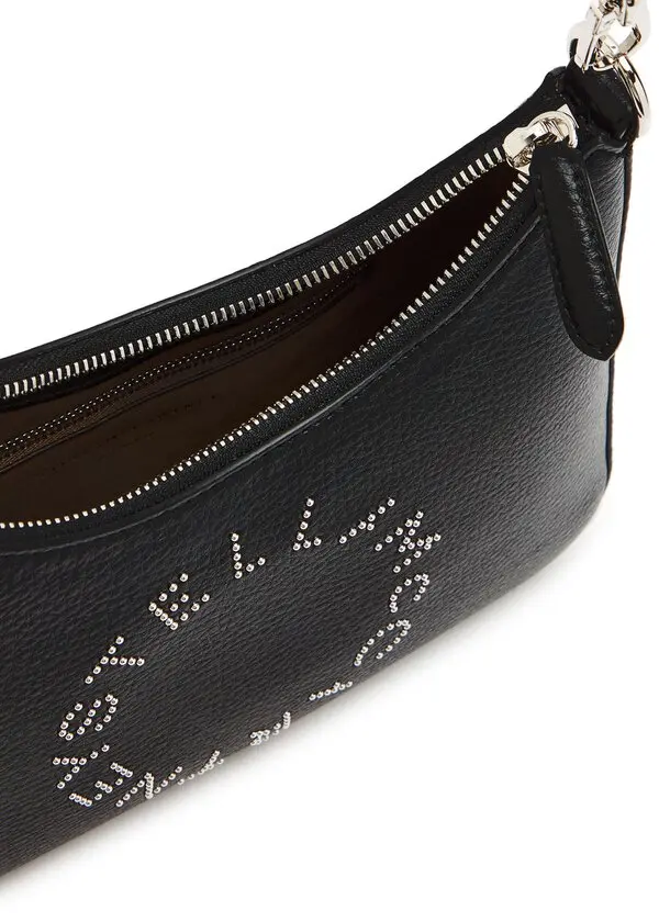 Stella McCartney Studded-logo Faux Leather Shoulder Bag - Black