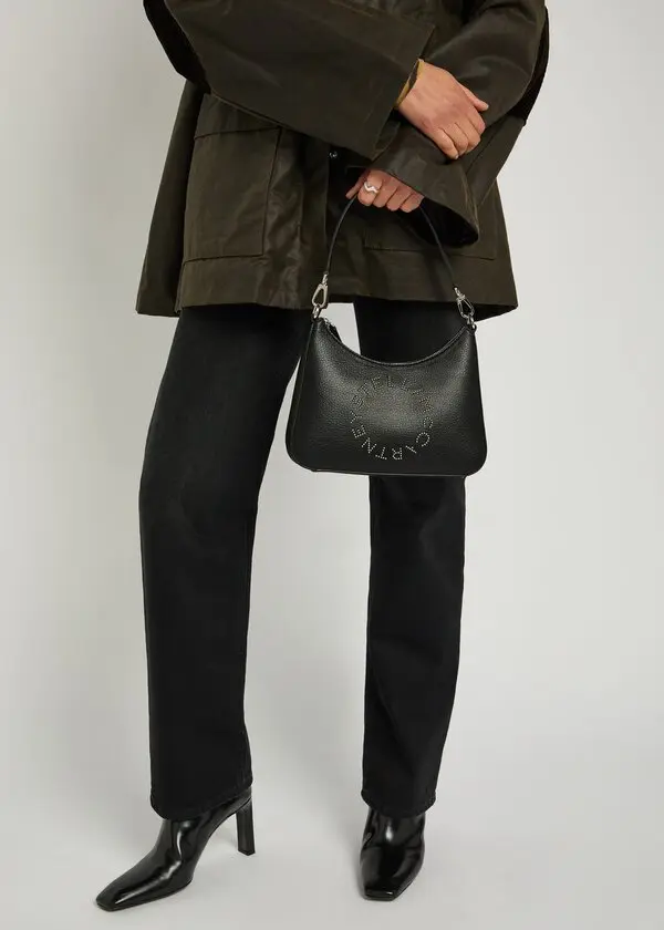 Stella McCartney Studded-logo Faux Leather Shoulder Bag - Black