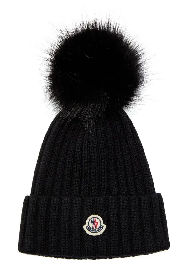 Moncler Wool Bobble Hat - Black