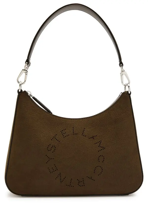 Stella McCartney Logo Faux Nubuck Shoulder Bag - Moca