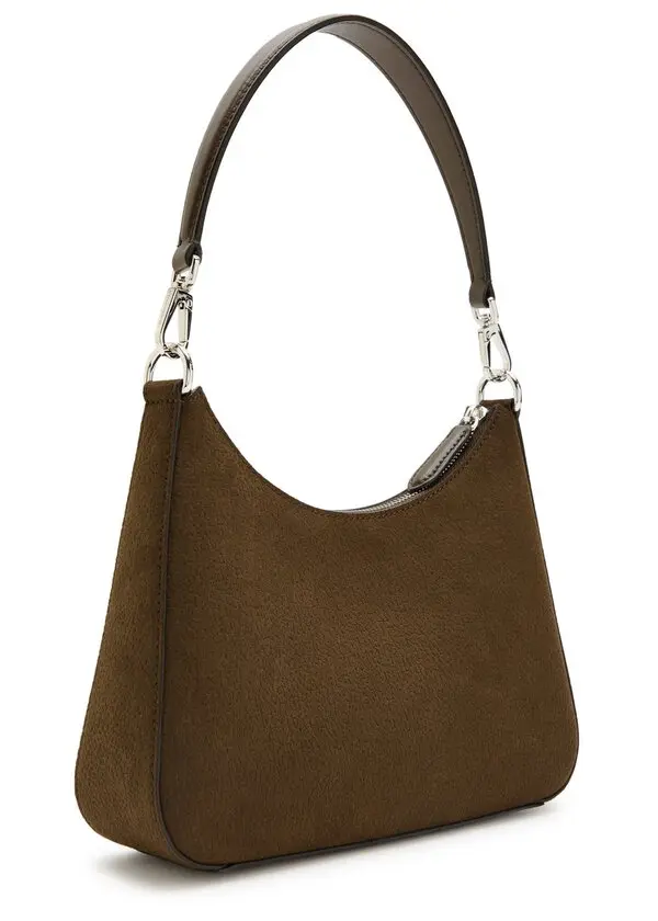 Stella McCartney Logo Faux Nubuck Shoulder Bag - Moca