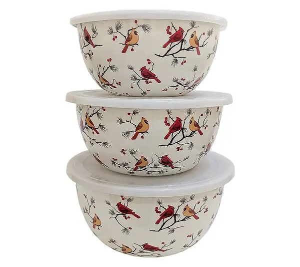 TEMP-TATIONS As Is Seasonal Set/3 Stainless Steel Bowls - Silver