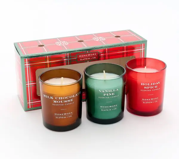HOMEWORX BY SLATKIN + CO. As Is S/3 Holiday Candle Set - One-color