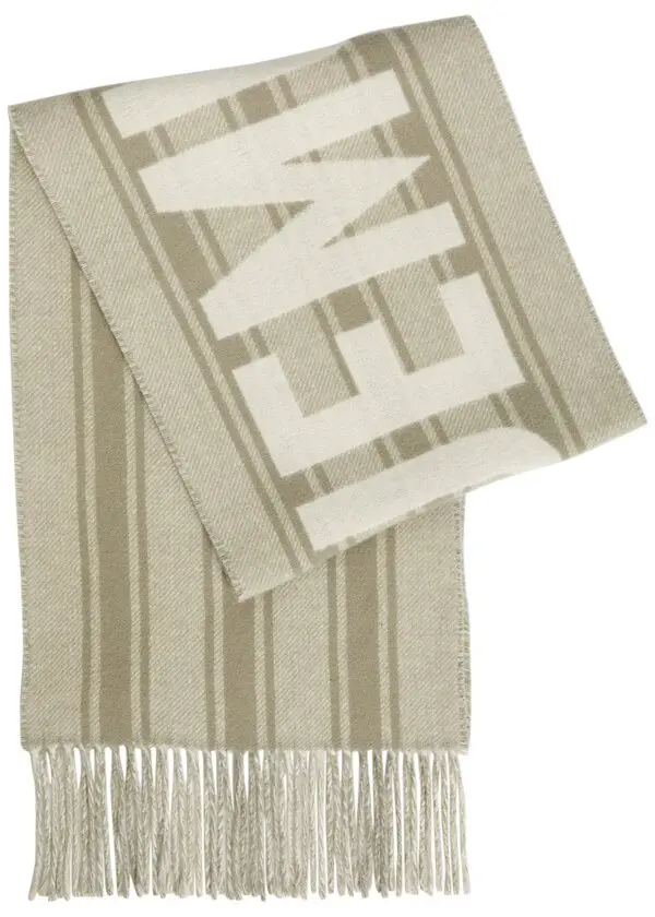 Jacquemus L'echarpe Logo Fringed Wool Scarf - White