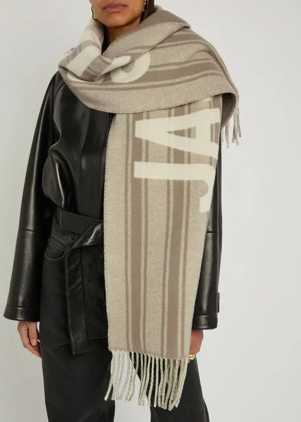 Jacquemus L'echarpe Logo Fringed Wool Scarf