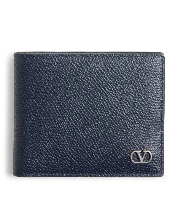 Valentino Garavani Leather Vlogo Signature Bifold Wallet - Blue