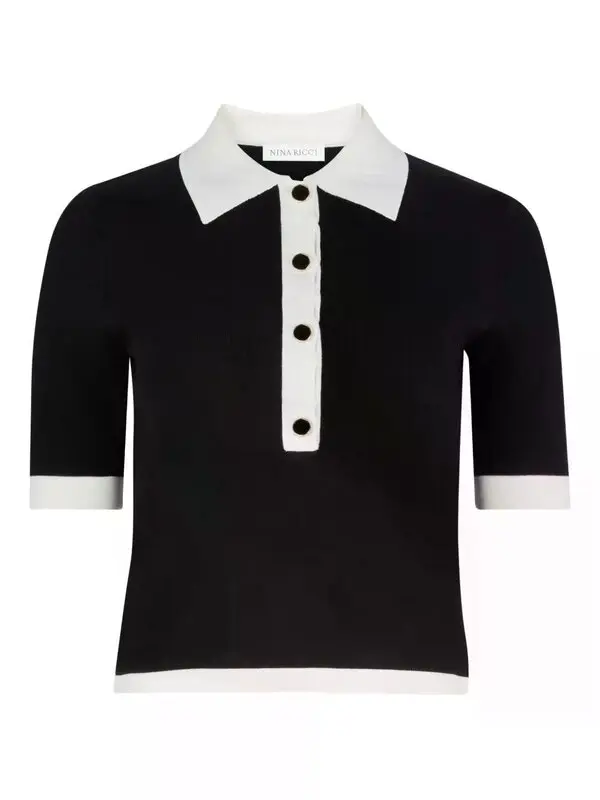 Nina Ricci Buttoned Polo Top - Black