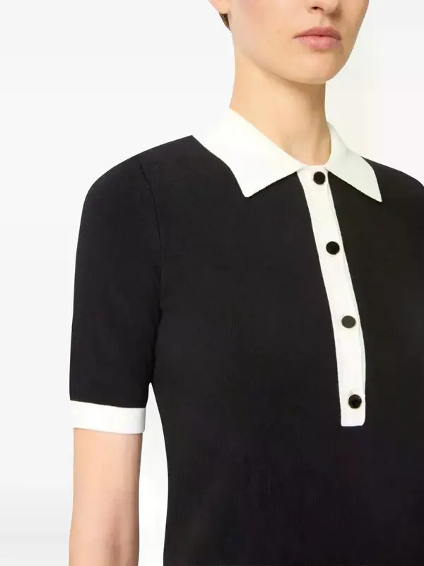 Nina Ricci Buttoned Polo Top - Black