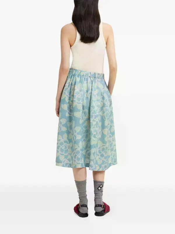 Marni Ramie Elasticated Midi Skirt With Banjo Print