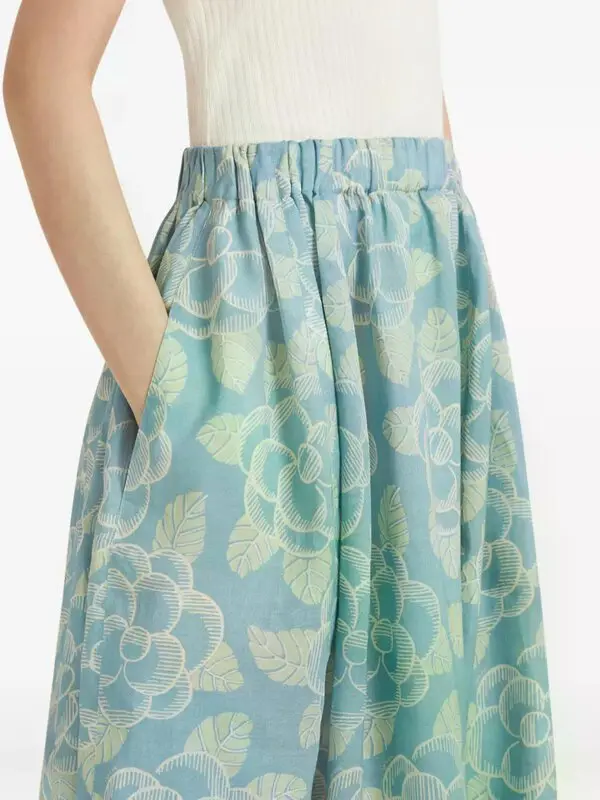 Marni Ramie Elasticated Midi Skirt With Banjo Print