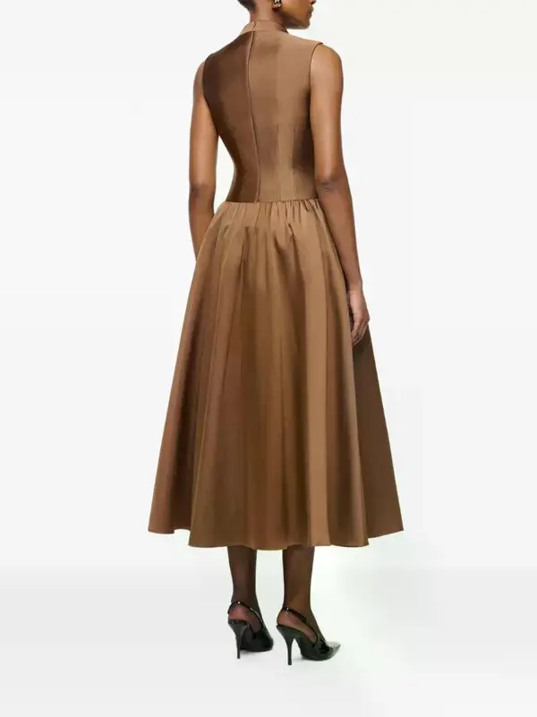 knee length dresses for ladies Satin Crepe Cape Midi Dress in Dark Pink – Roland Mouret