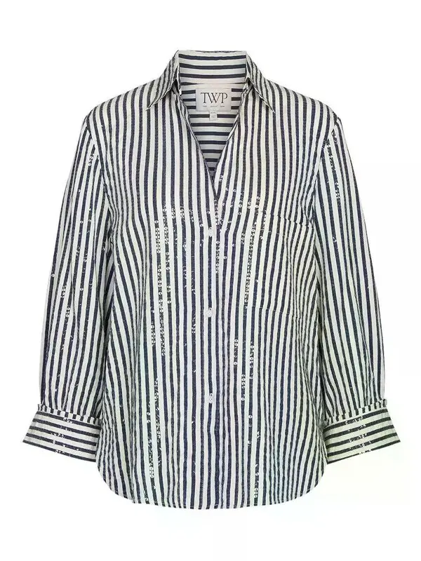 TWP Striped Sequin Embellished Shirt