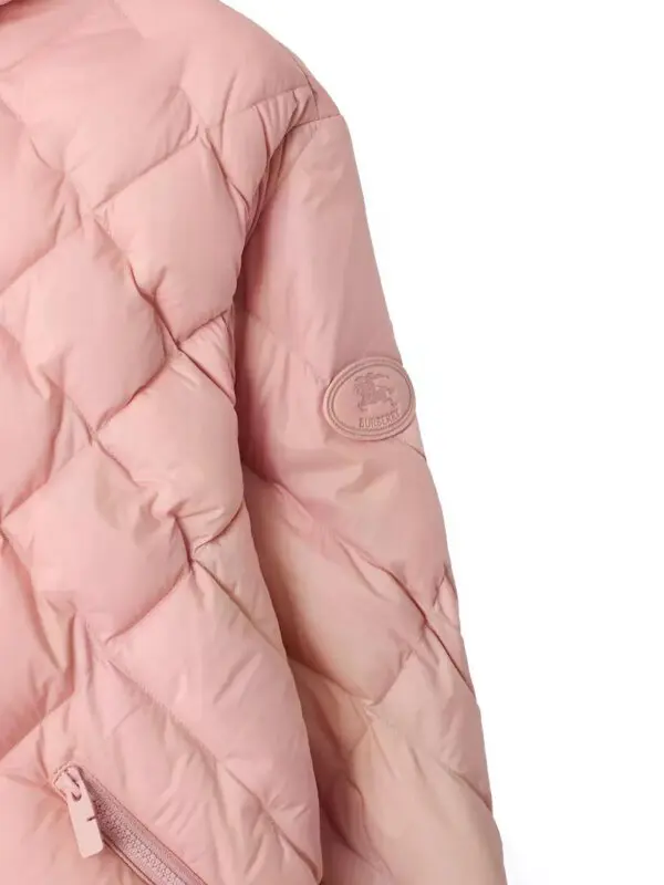 Burberry Check-stitch Hooded Puffer Jacket - Pink