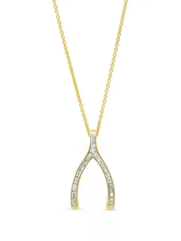 JENNIFER MEYER Large Wishbone-charm Diamond Necklace - Gold