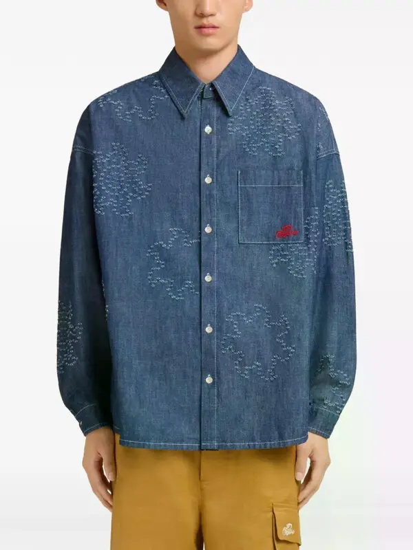 Marni Sun-detail Long-sleeved Shirt - Blue