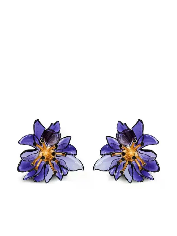 Nina Ricci Pistil Bloom Flower Earrings - Purple