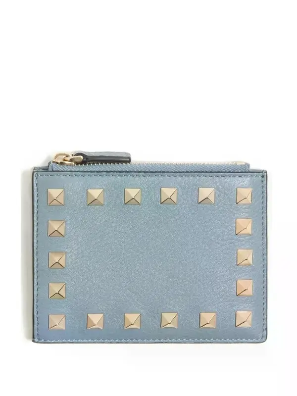 Valentino Garavani Rockstud Grained-leather Card Holder - Blue