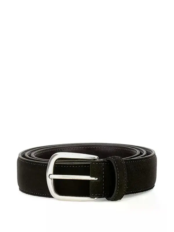 ALBERTO LUTI Square-buckle Suede Belt - Brown