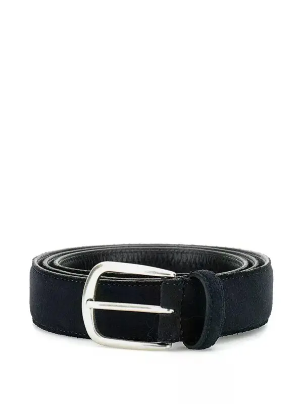 ALBERTO LUTI Square-buckle Suede Belt - Blue