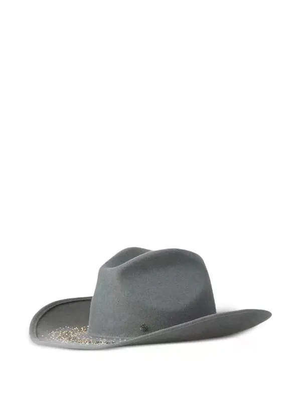 MAISON MICHEL Logo-plaque Wide Brim Hat - Grey