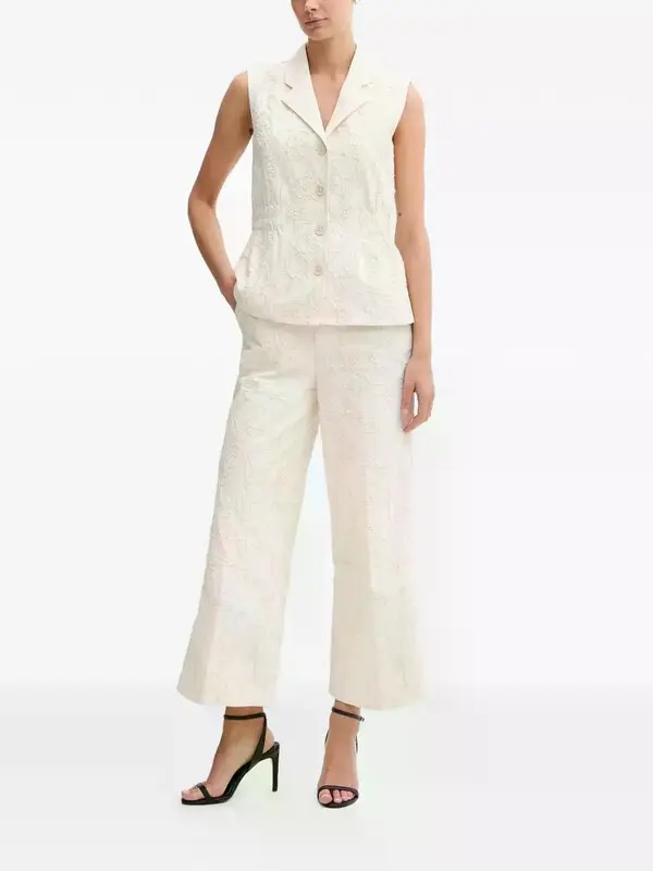 PEDRO DEL HIERRO Embroidered Button Sleeveless Blouse