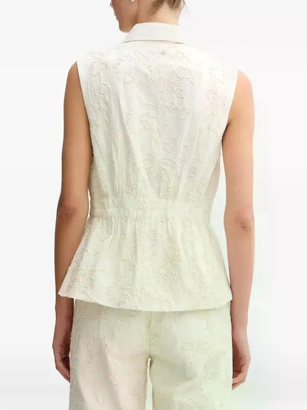 PEDRO DEL HIERRO Embroidered Button Sleeveless Blouse