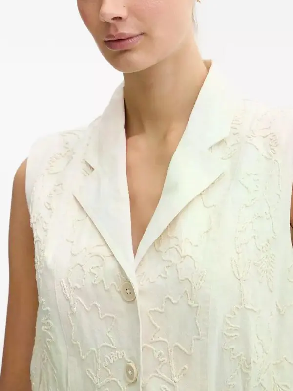 PEDRO DEL HIERRO Embroidered Button Sleeveless Blouse