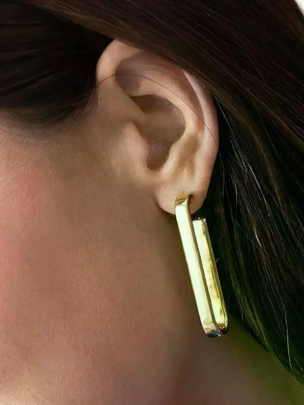 Sidney Garber 18k Yellow Paperclip Hoop Earrings