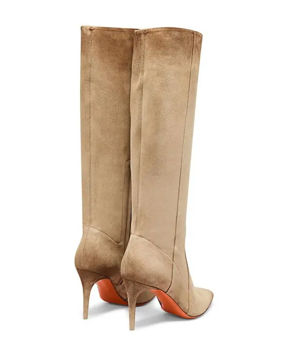 Santoni Suede High-heel Boots - Rust/copper