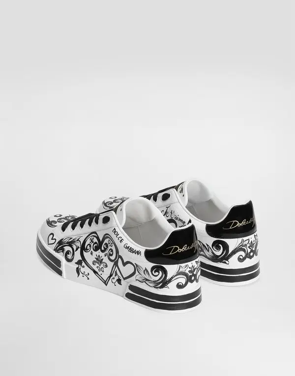 Dolce & Gabbana Portofino Light Painted Calfskin Sneakers