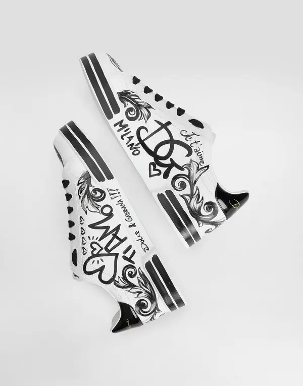Dolce & Gabbana Portofino Light Painted Calfskin Sneakers