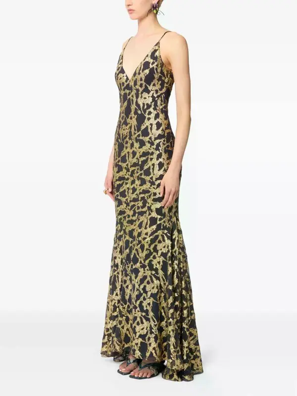 Nina Ricci Marbled-motif Silk Maxi Dress - Black