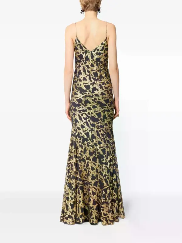 Nina Ricci Marbled-motif Silk Maxi Dress - Black