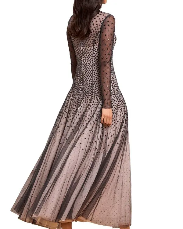 NEEDLE & THREAD Sequin Cascade Round Neck Gown - Graphite/opal