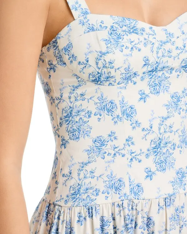 WAYF Melinda Printed Midi Dress - Blue Toile