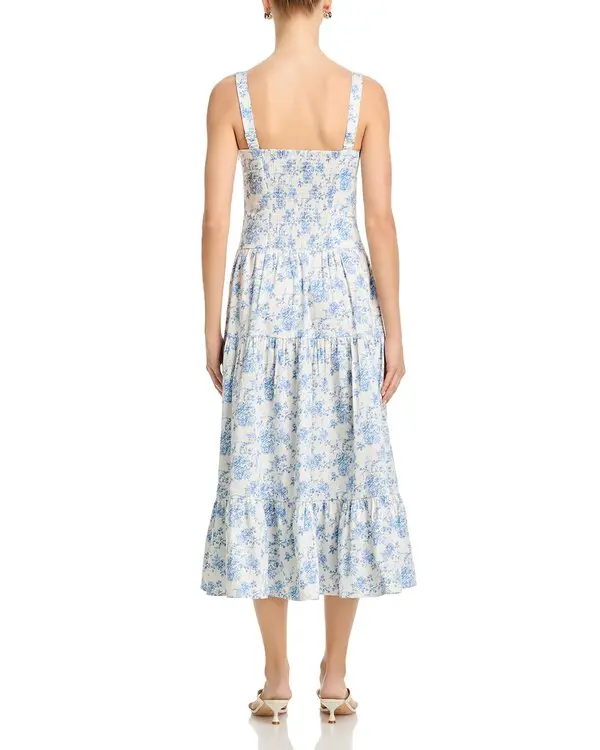 WAYF Melinda Printed Midi Dress - Blue Toile