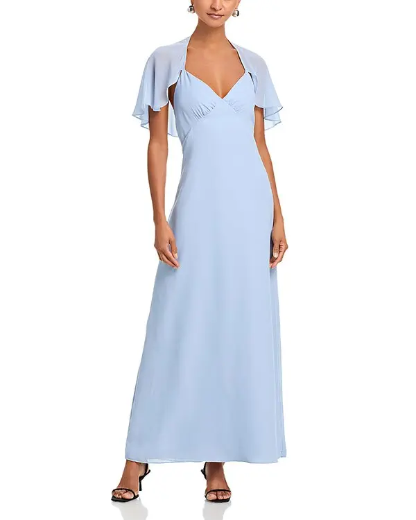Line & Dot Amorette Cape Dress - Light Blue