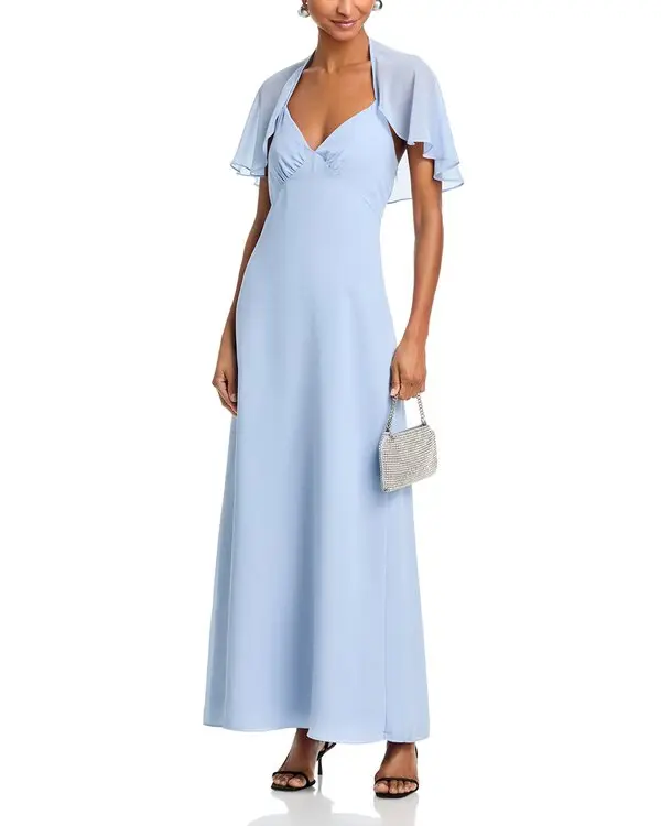 Line & Dot Amorette Cape Dress - Light Blue