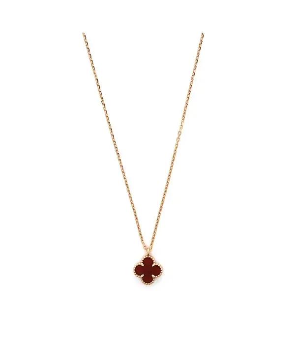 VAN CLEEF & ARPELS Sweet Alhambra Pendant Necklace Rose Gold And Carnelian - Pink