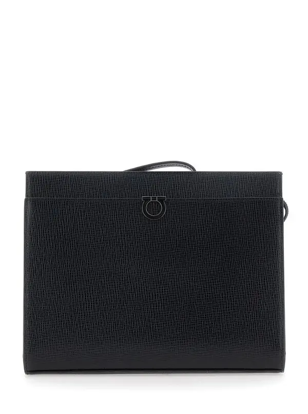 FERRAGAMO Clutch Bag With Gancini Decoration - Black