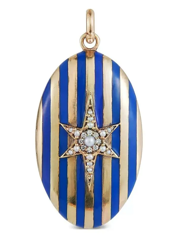 STORROW JEWELRY Diamond, Pearl And Enamel Lillian Locket - Blue