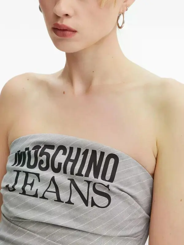 Moschino Pinstripe Logo Bandeau Top