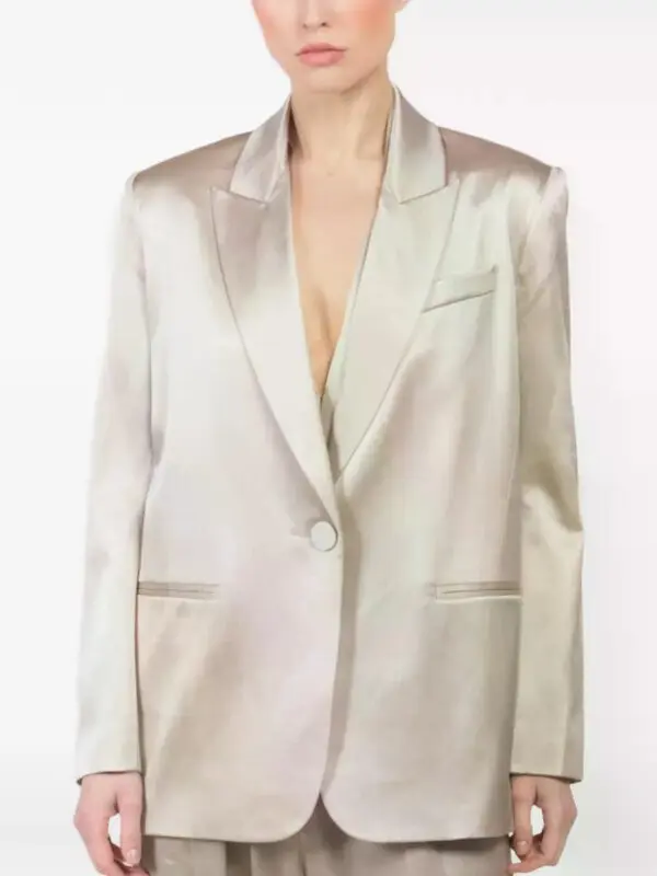 THE SEI Oversized Silk Blazer - Neutrals