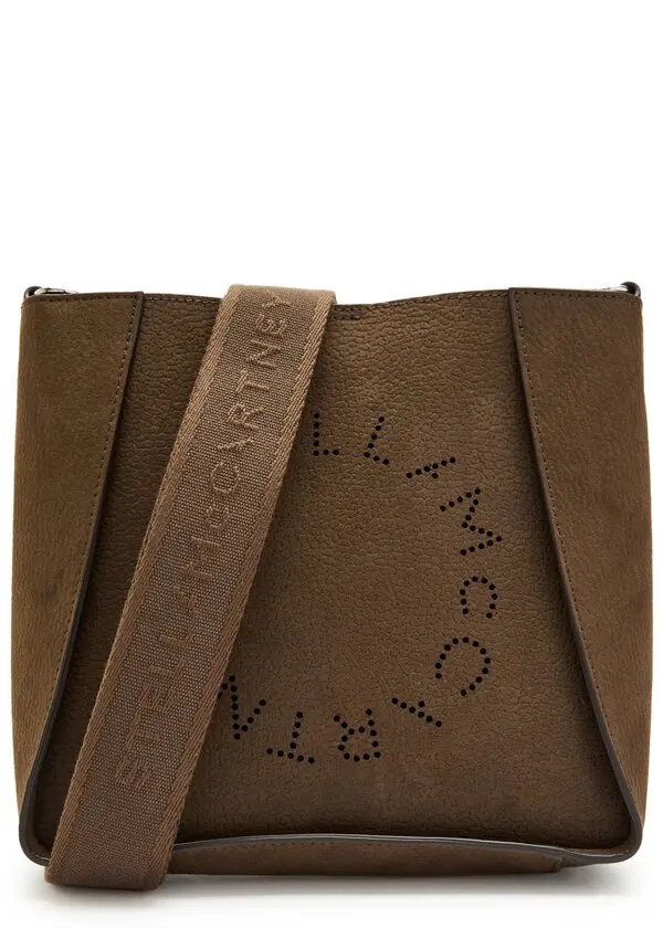 Stella McCartney Logo Grained Faux Leather Cross-body Bag - Moca