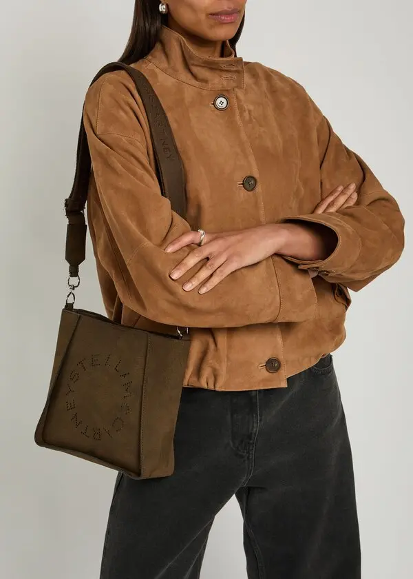 Stella McCartney Logo Grained Faux Leather Cross-body Bag - Moca