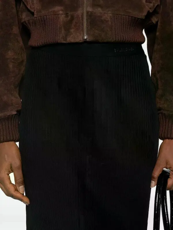 Balenciaga Ribbed Maxi Skirt - Black