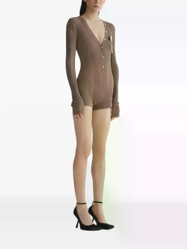 MUGLER Fitted Button Bodysuit