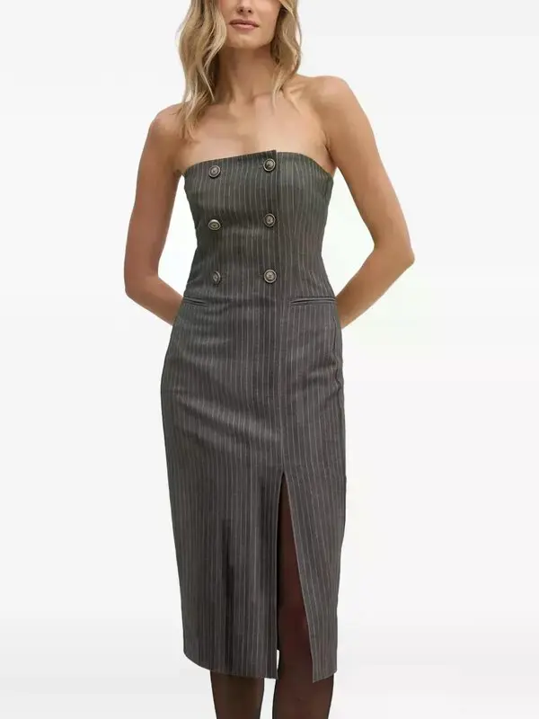 Sisley Strapless Pinstriped Midi Dress